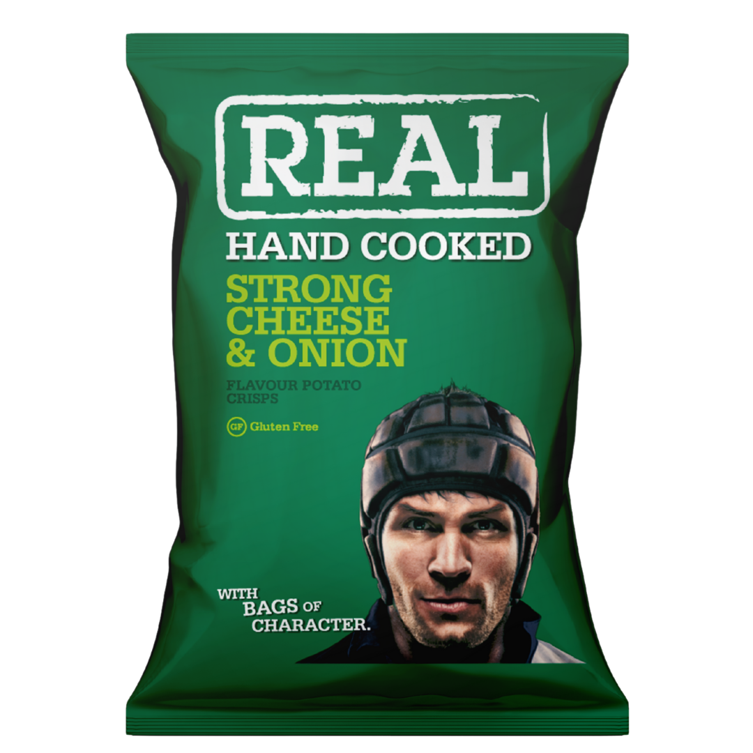 REAL Strong Cheese & Onion Crisps (24x35g) - Licensed Trade Supplies